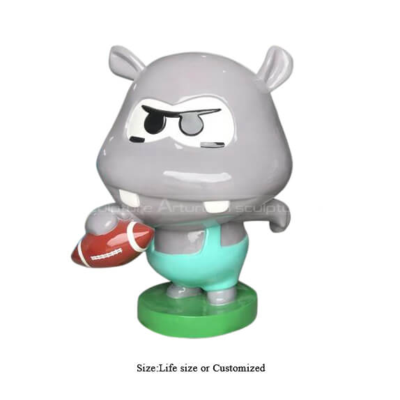 Mice Statue, Cartoon Mouse Playing Rugby Sculpture