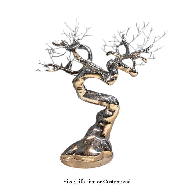 Stainless Steel Tree Sculpture, Metal Abstract Tree Statue