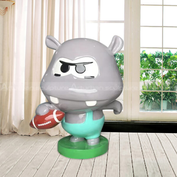 Mice Statue, Cartoon Mouse Playing Rugby Sculpture