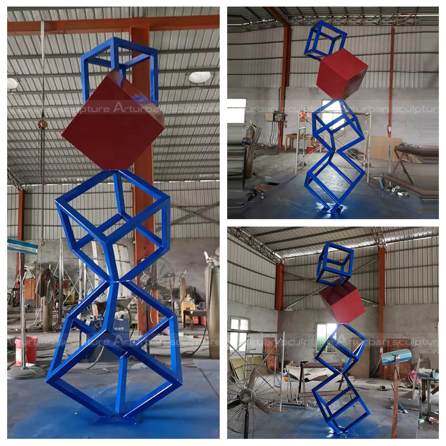 Cubes Sculpture, Large Outside Vertical Cube Statue