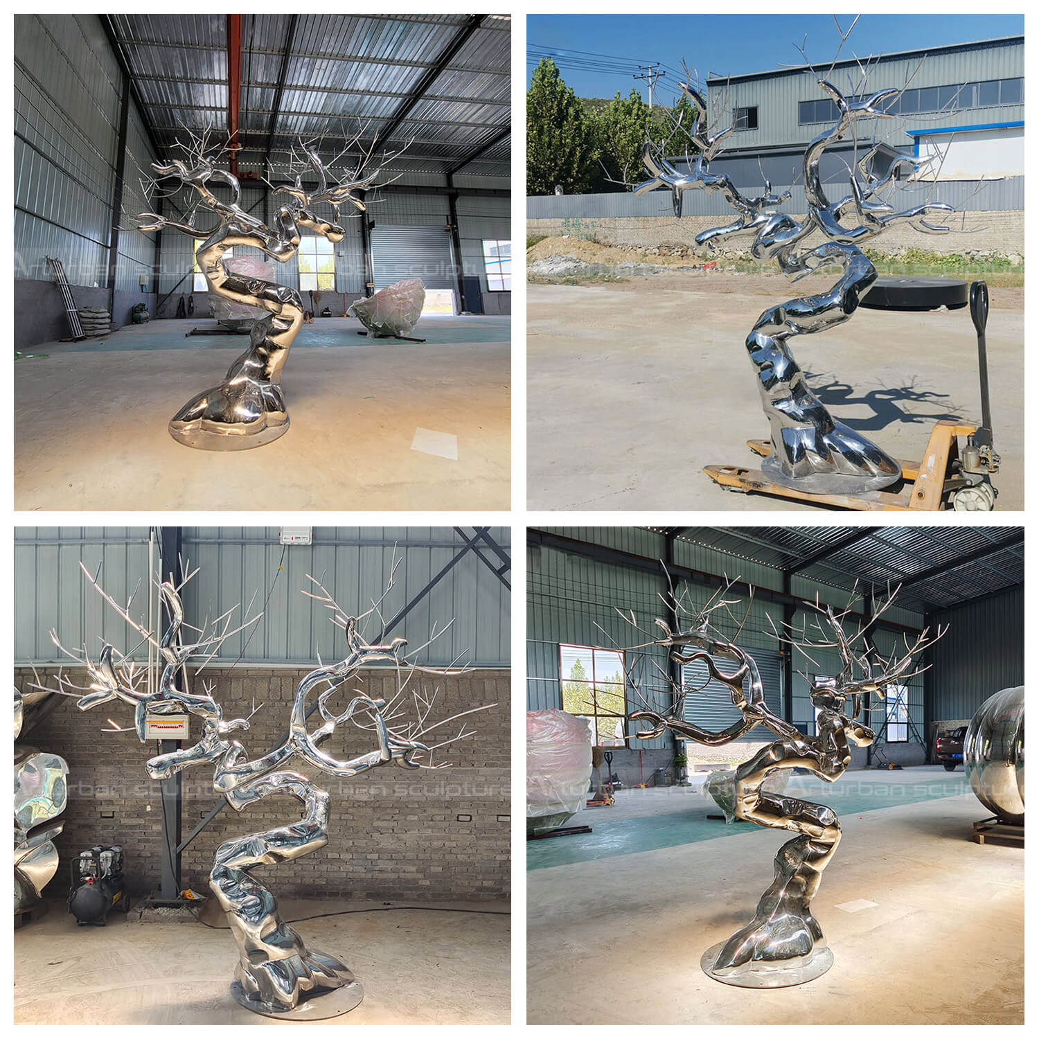 Stainless Steel Tree Sculpture, Metal Abstract Tree Statue