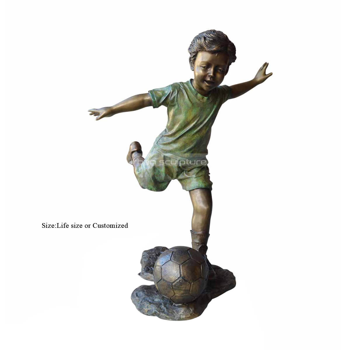 Boy With Football Statue