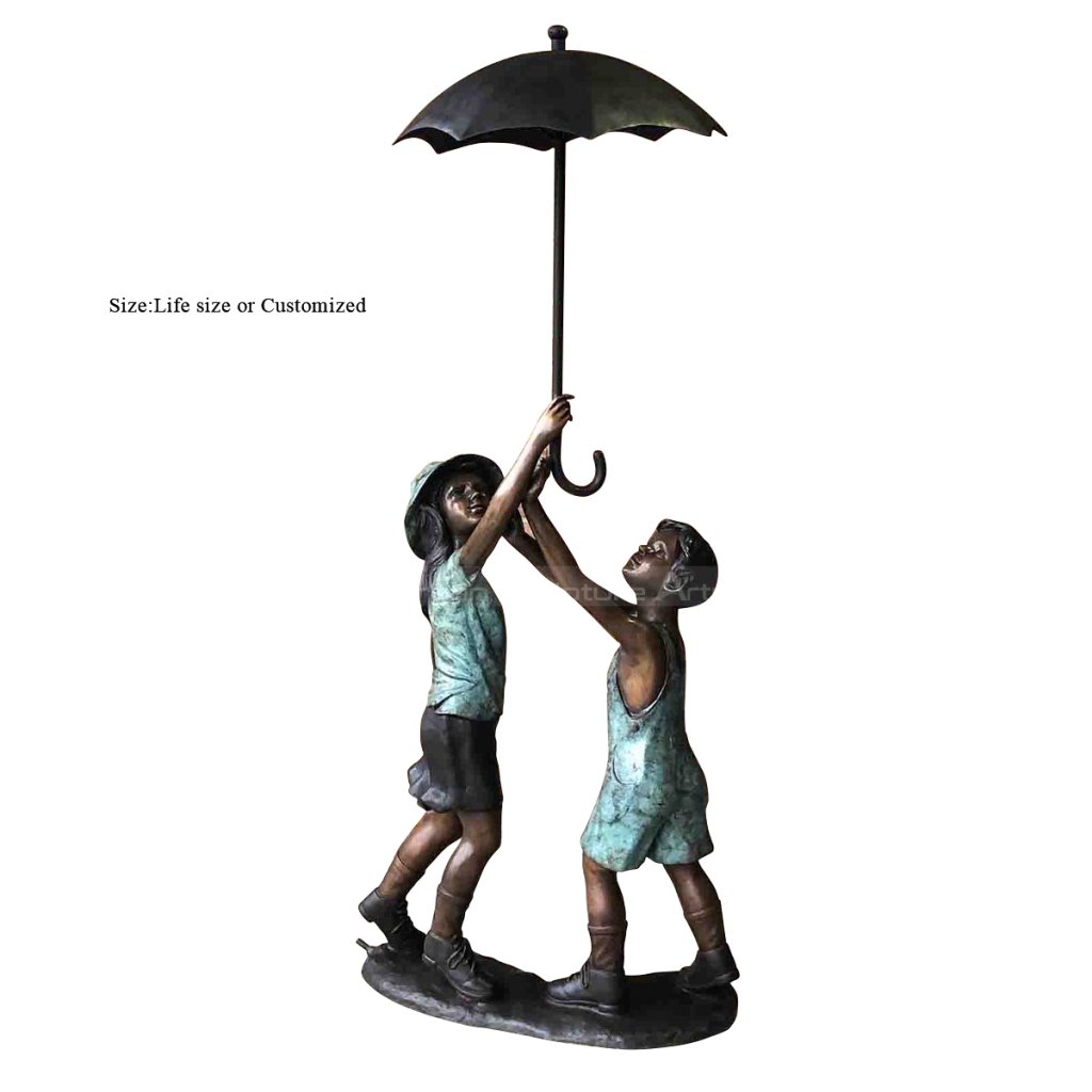 Boy And Girl under Umbrella Statue