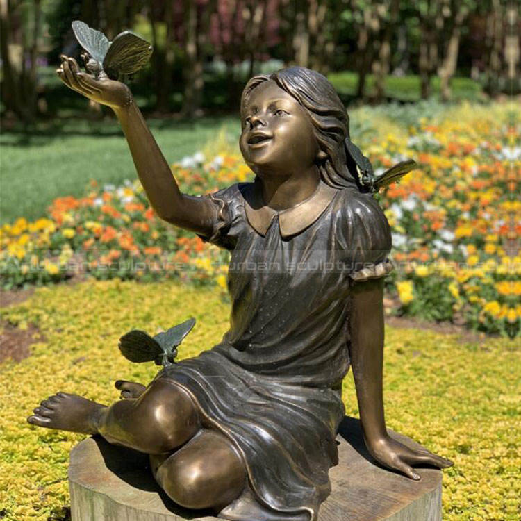 Girl with Butterfly Garden Statue