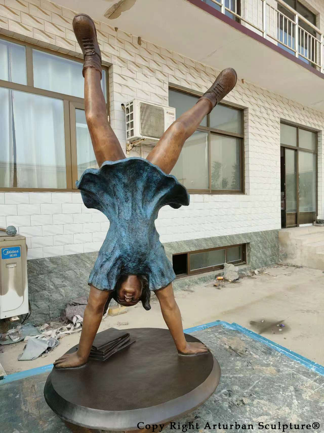 Handstand Sculpture, Handstand girl statue reading a book - Arturban Statue