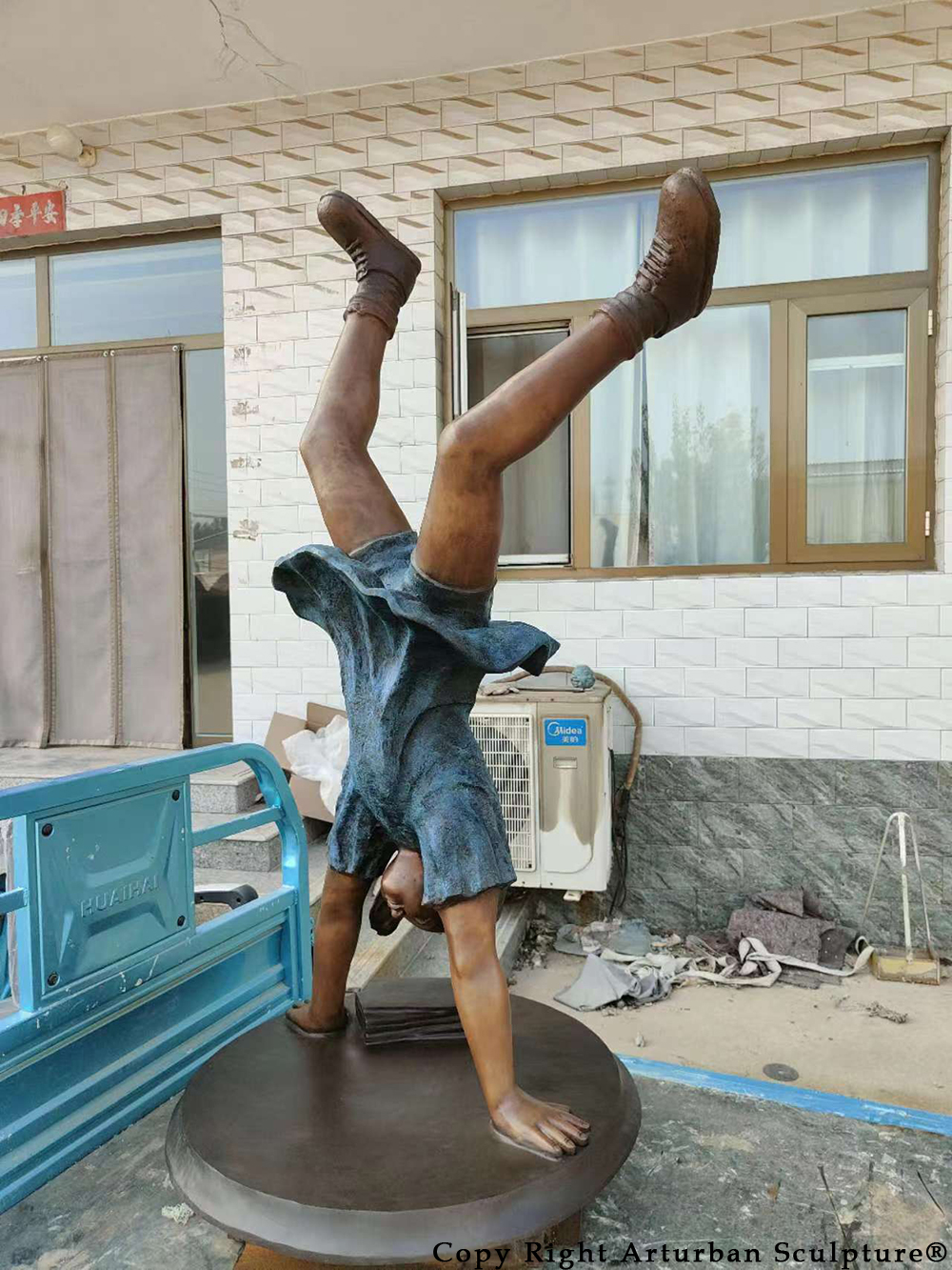 Handstand Sculpture, Handstand girl statue reading a book - Arturban Statue