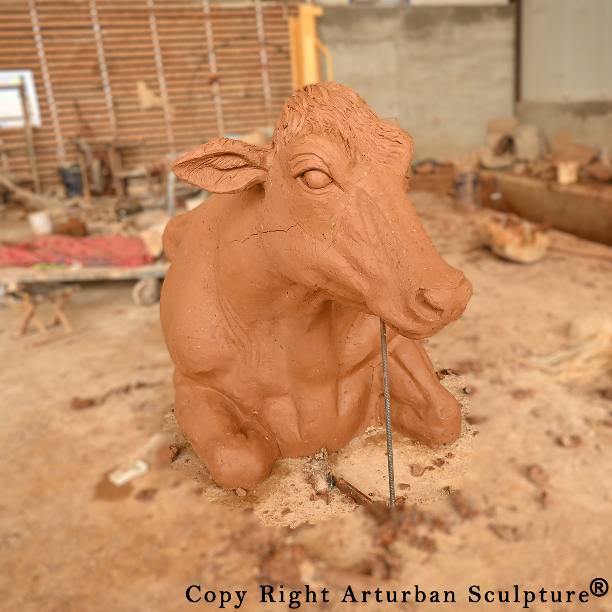 Cow Yard Statue, Cow Sitting Statue - Arturban Statue