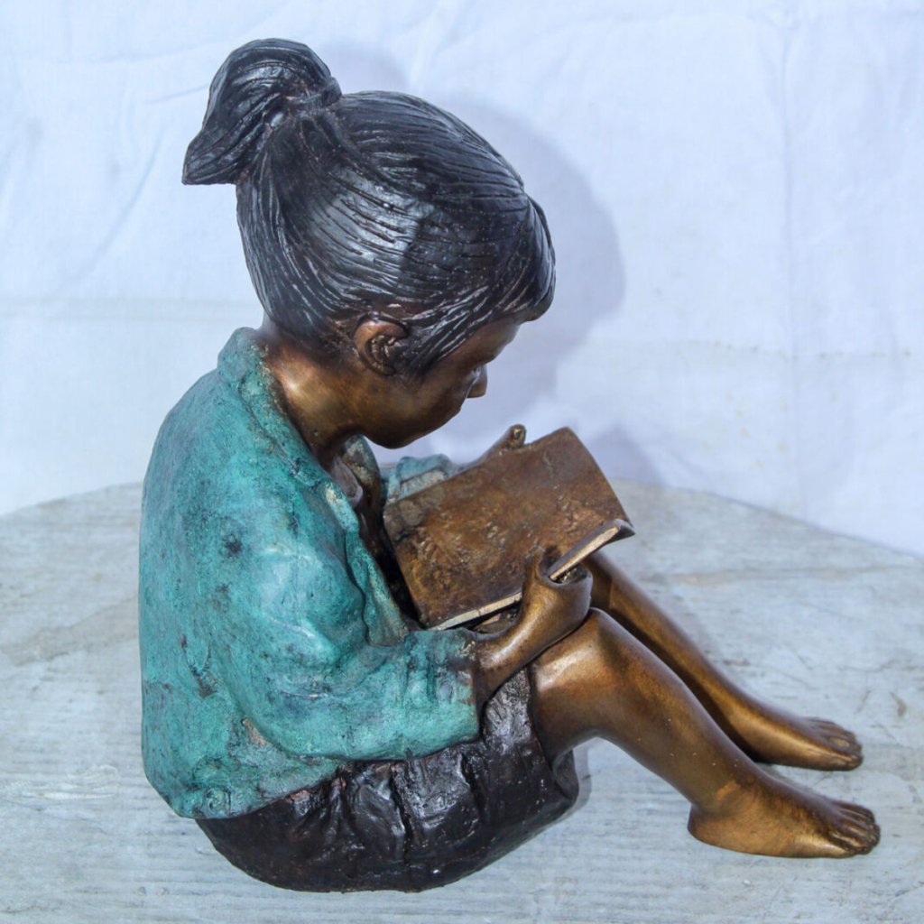 bronze statue girl reading book - Arturban Statue