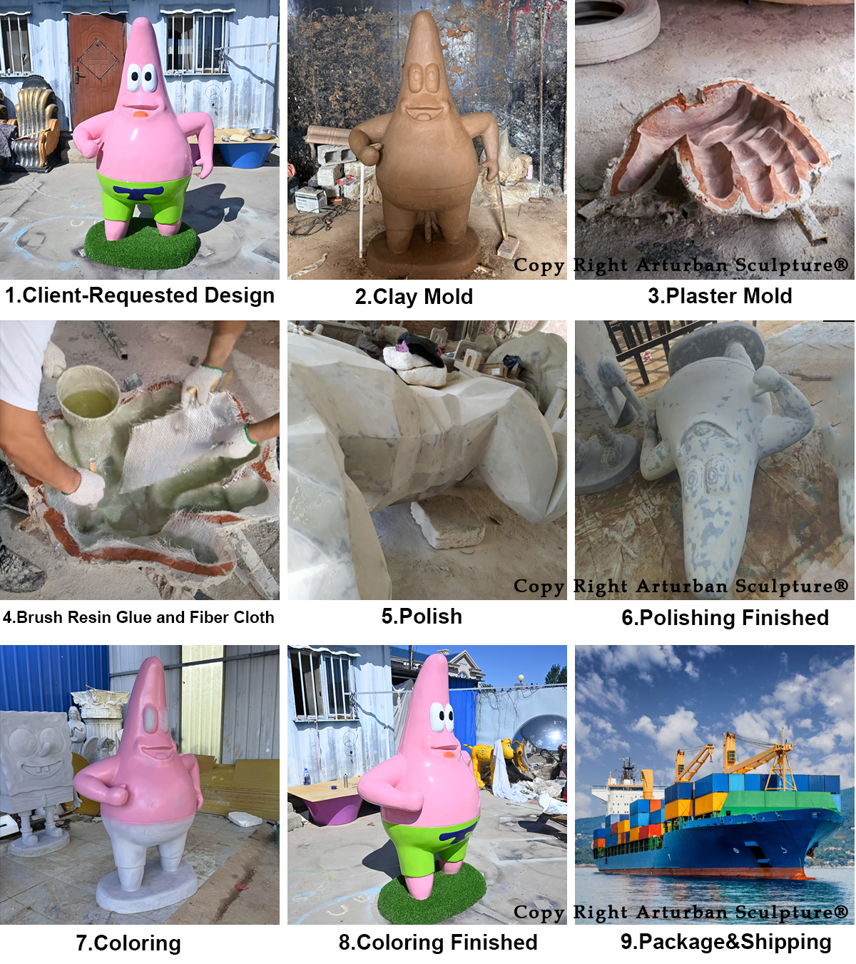 Patrick Star Sculpture - Arturban Statue