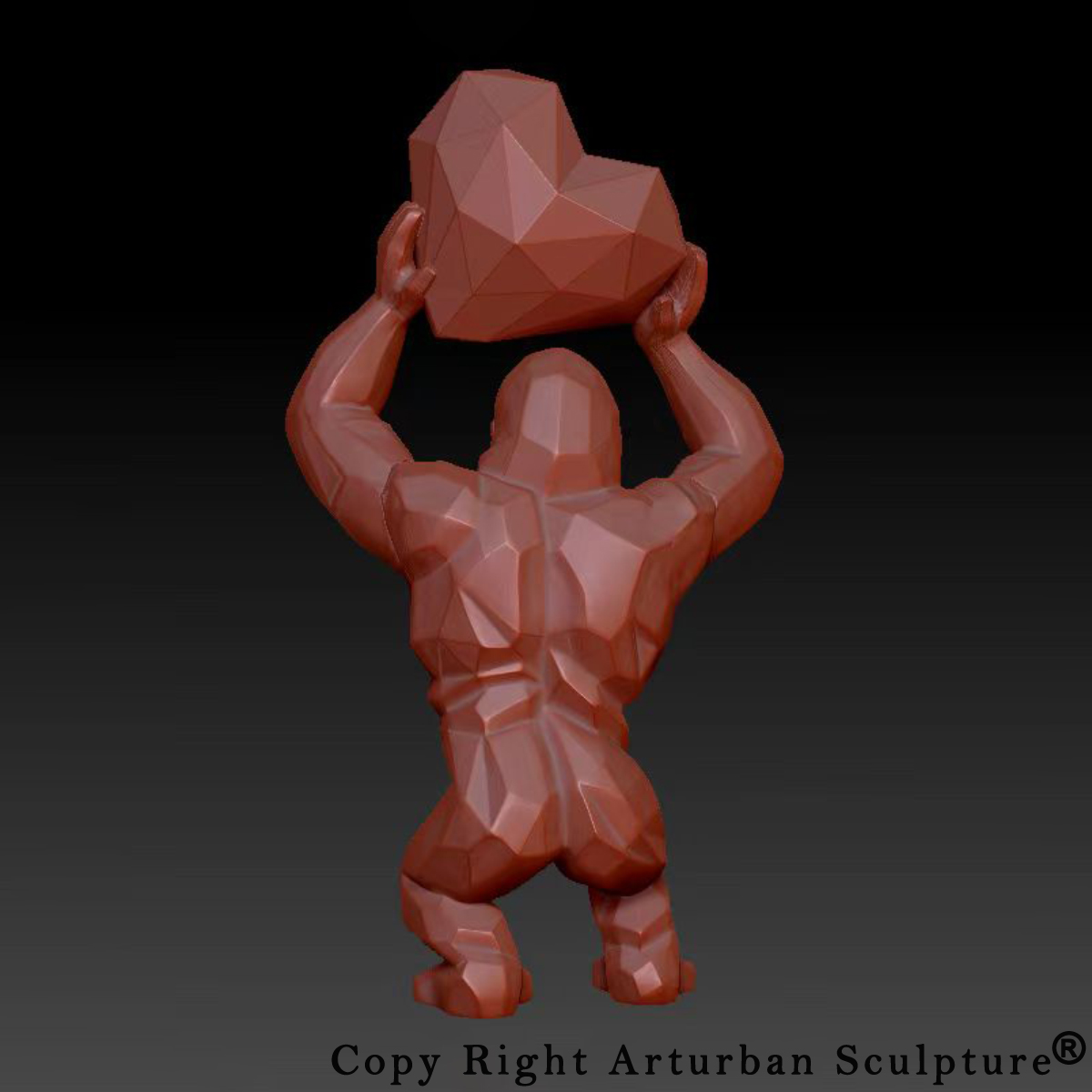 Richard Orlinski Wild Kong, Gorilla Holding Heart Statue - Arturban Statue