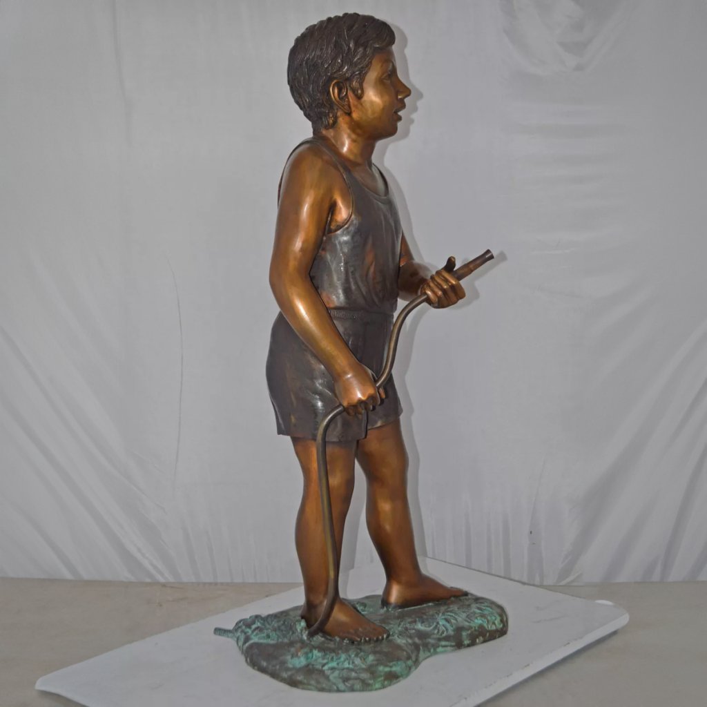 Boy Holding Garden Hose Sculpture - Arturban Statue