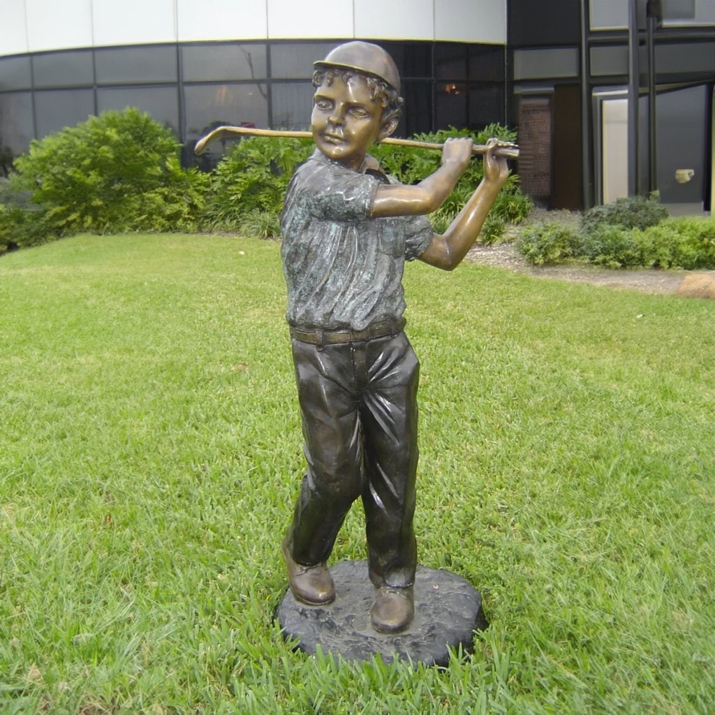 Bronze Boy Playing Golf Statue - Arturban Statue