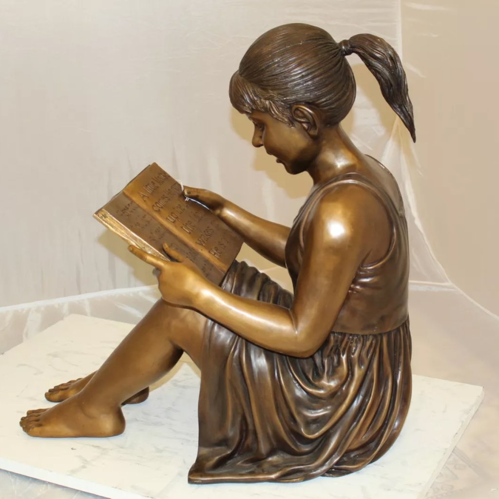 Girl Reading Statue Bronze - Arturban Statue