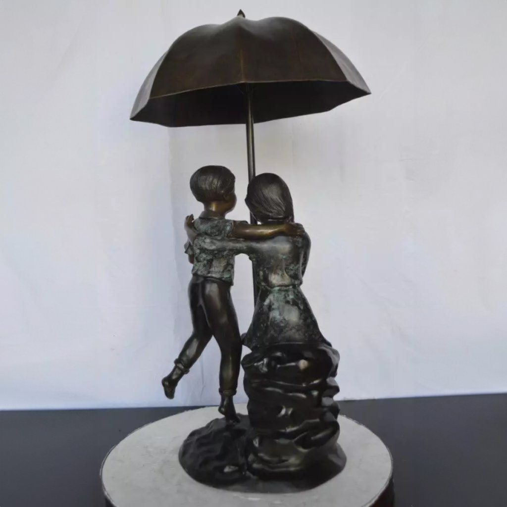 Metal Kids with Umbrella Statue - Arturban Statue