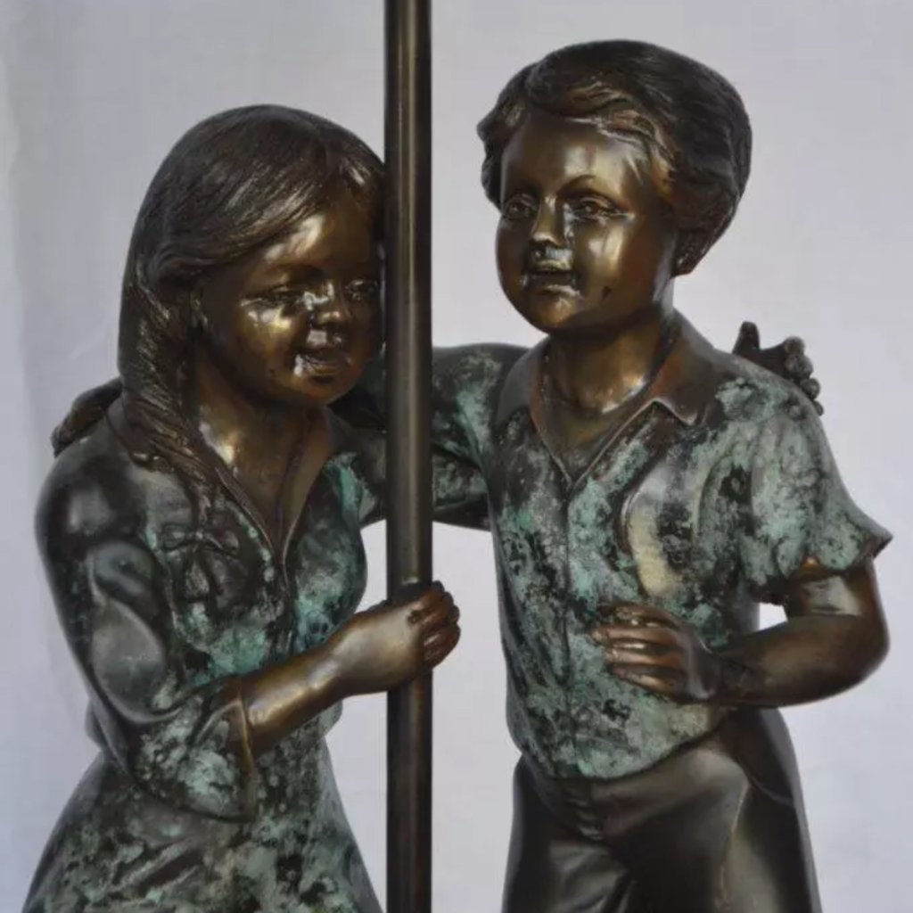 Metal Kids with Umbrella Statue - Arturban Statue