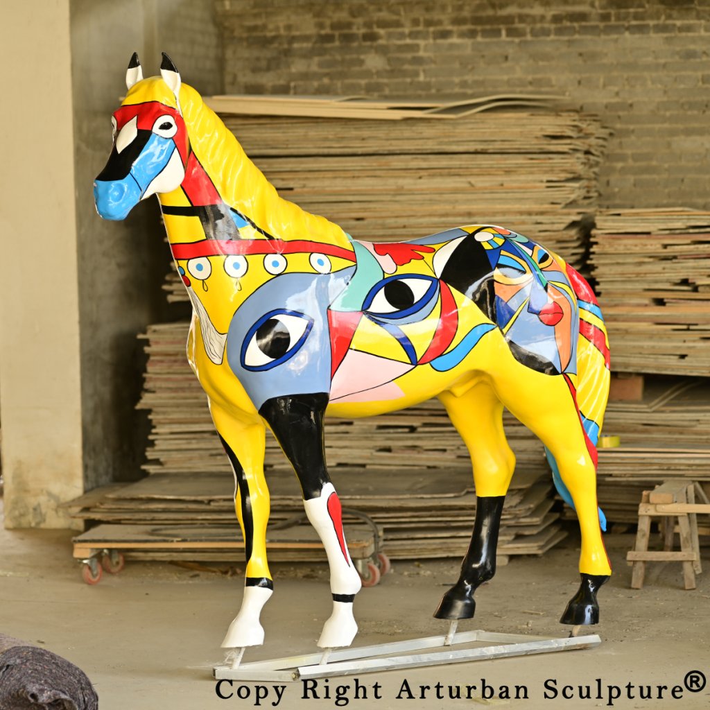 Painted Horse Sculpture - Arturban Statue
