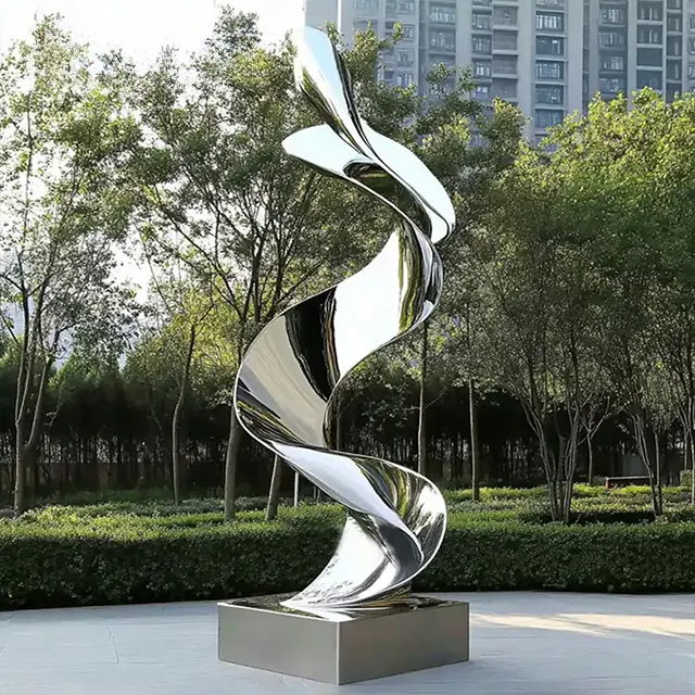 Stainless Steel Ribbon Sculpture - Arturban Statue