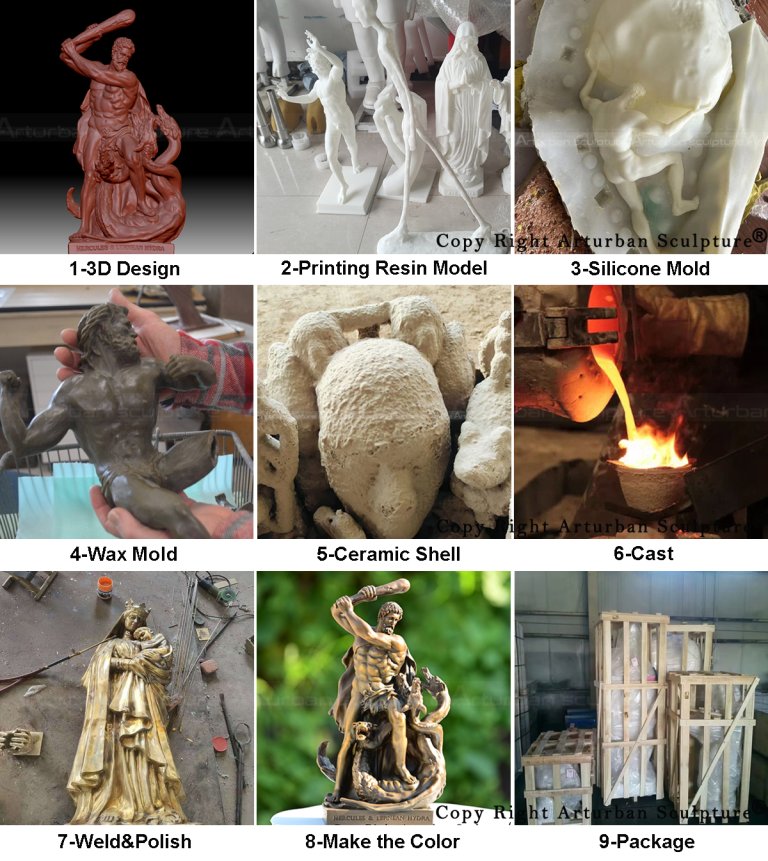 Hercules Fighting Hydra Greek Statue - Arturban Statue