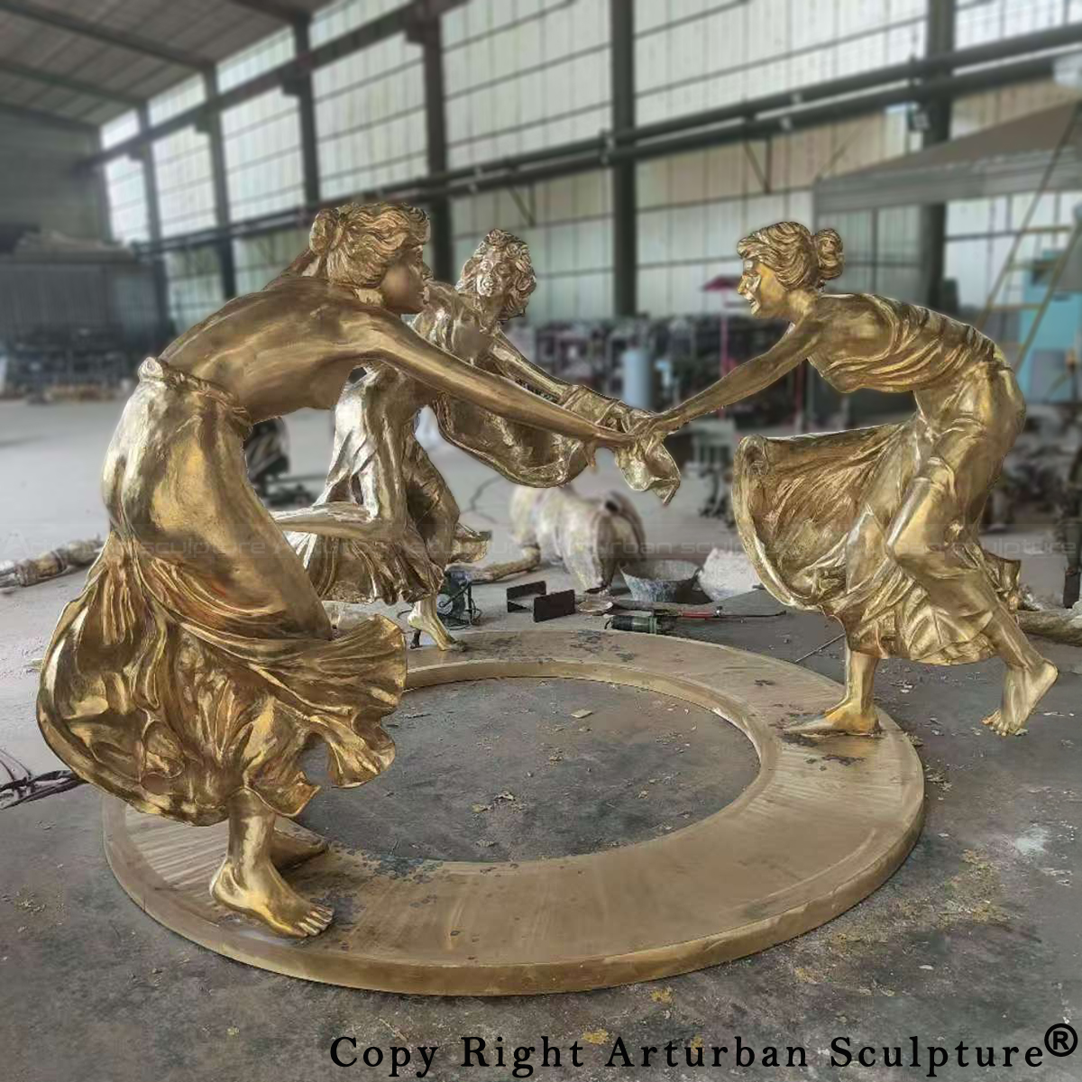 Three Ladies Statue, Three Dancing Women Sculpture - Arturban Statue